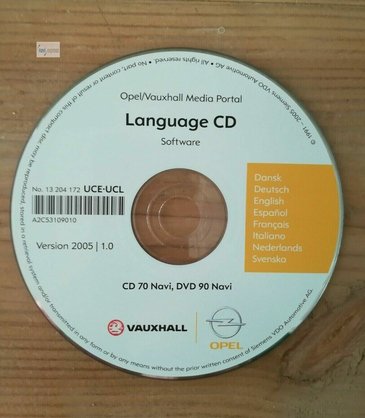 OPEL VAUXHALL Sprachen Language CD für CD 70 Navi und DVD 90 Navi ...